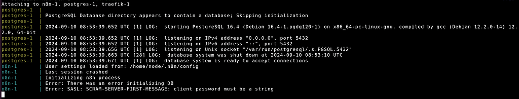 Error [error Sasl Scram Server First Message Client Password Must Be A String] Self Host