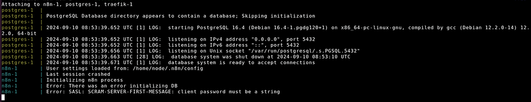 Error [error Sasl Scram Server First Message Client Password Must Be A String] Self Host