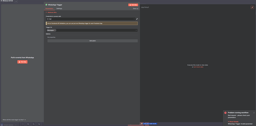 Error WhatsApp Trigger - Questions - n8n Community