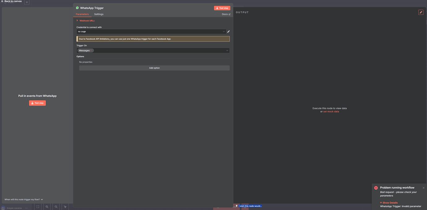 Error WhatsApp Trigger - Questions - n8n Community