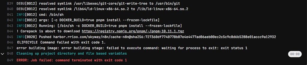 Using Gitlab runner kaniko to build the image docker/images/n8n/Dockerfile reports an error ...