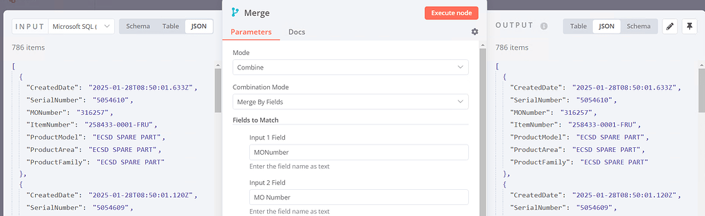 Can't match 2 fields using merge node - Questions - n8n Community