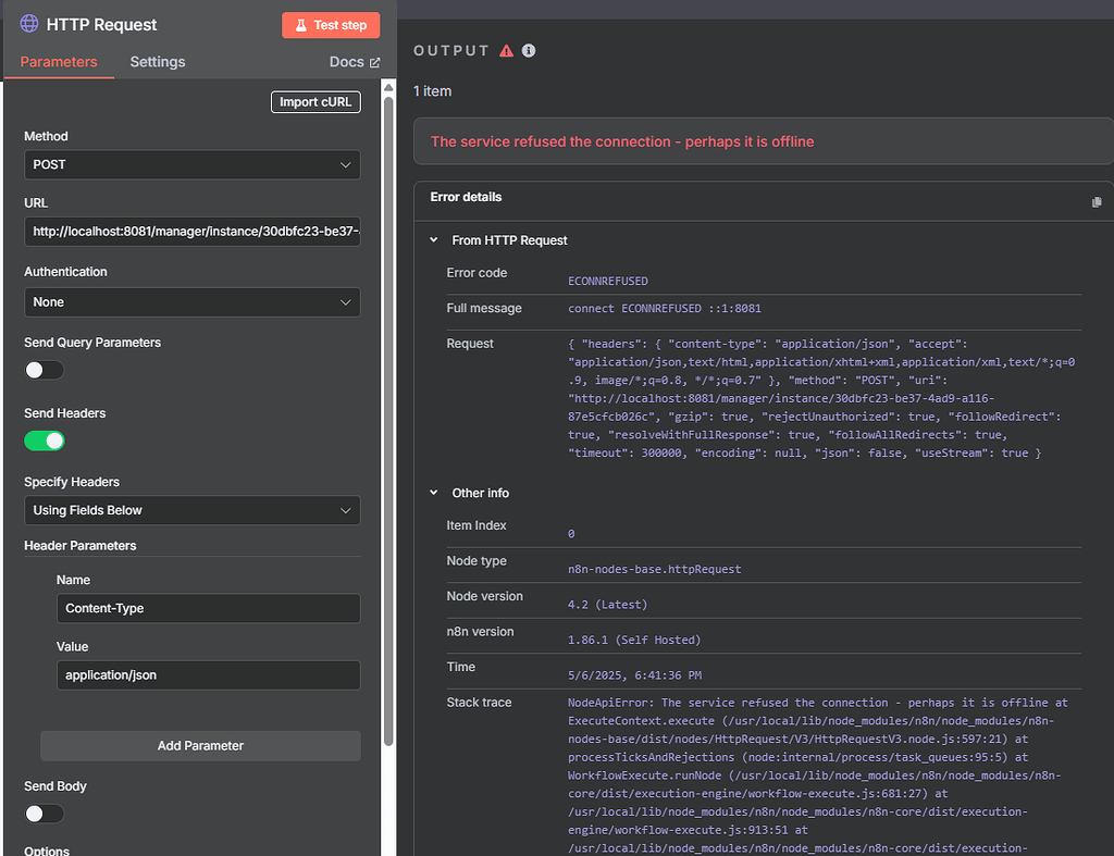 HTTP request from local host to evolution api local host on docker - Questions - n8n Community