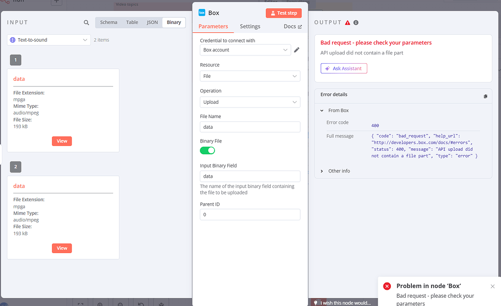 Uploading file to box - Questions - n8n Community