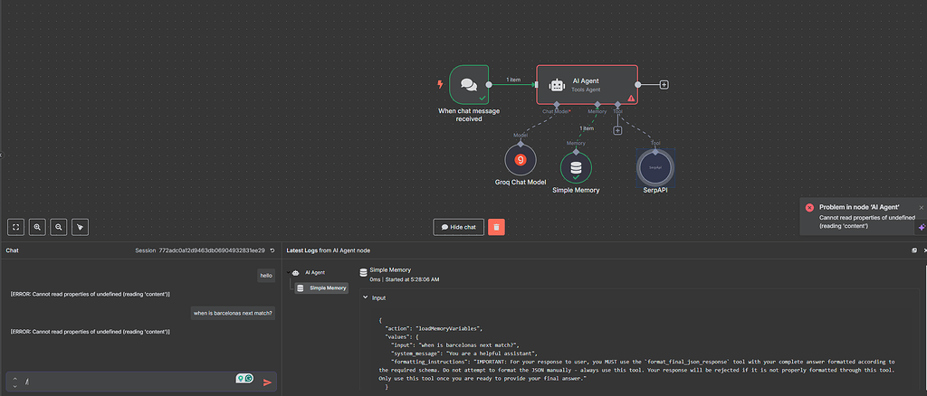Cannot read properties of undefined (reading 'content') - Questions - n8n Community