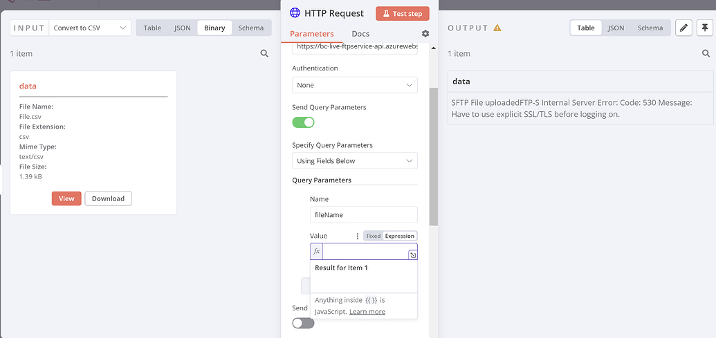 Generate the CSV file name and pass CSV file as part of Body to HTTP ...