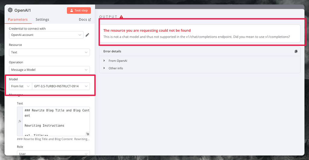 OpenAI instruct node not working properly - Questions - n8n Community