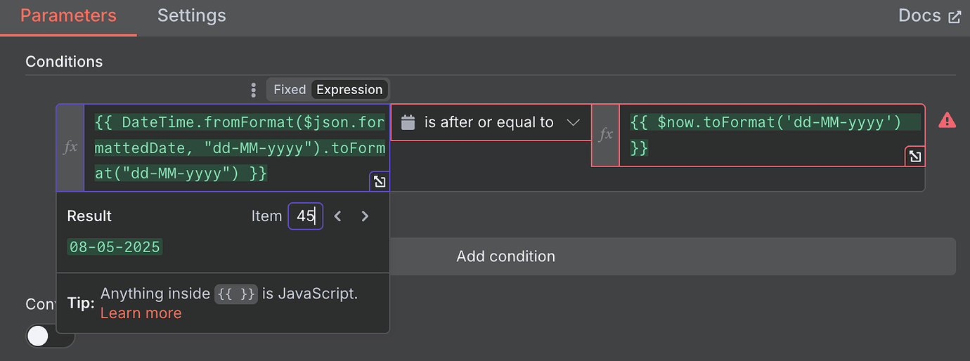 How compare date format with "IF/Filter" nodes? - Questions - n8n Community