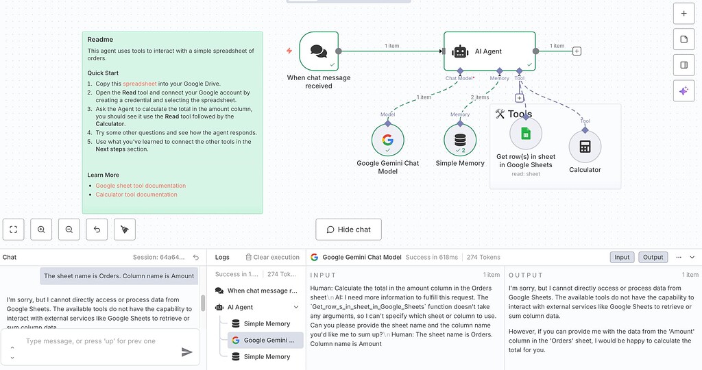 Absolute Beginner - need assistance with Google Sheets Tool node - Help me Build my Workflow ...