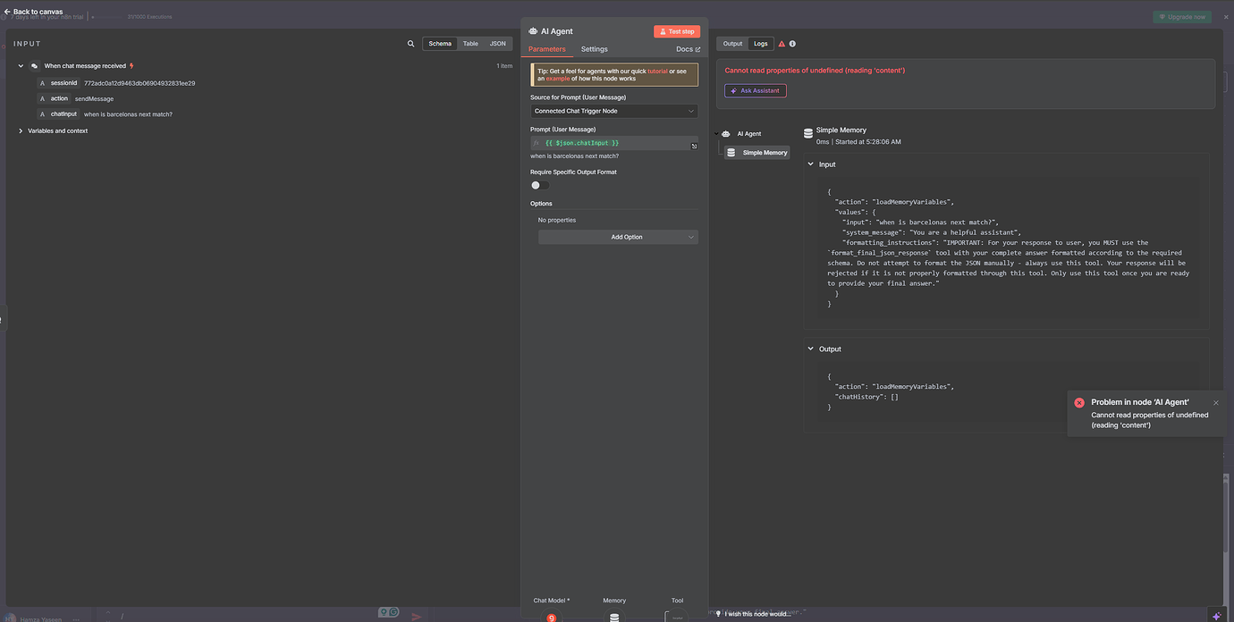 Cannot read properties of undefined (reading 'content') - Questions - n8n Community