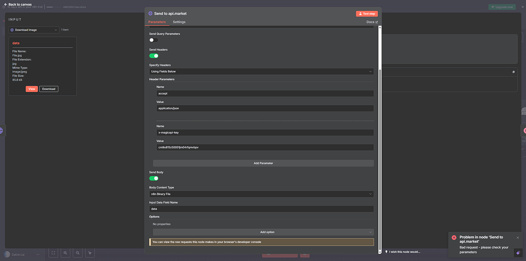Bad request - please check your parameters Invalid input: image URL is required - Questions ...