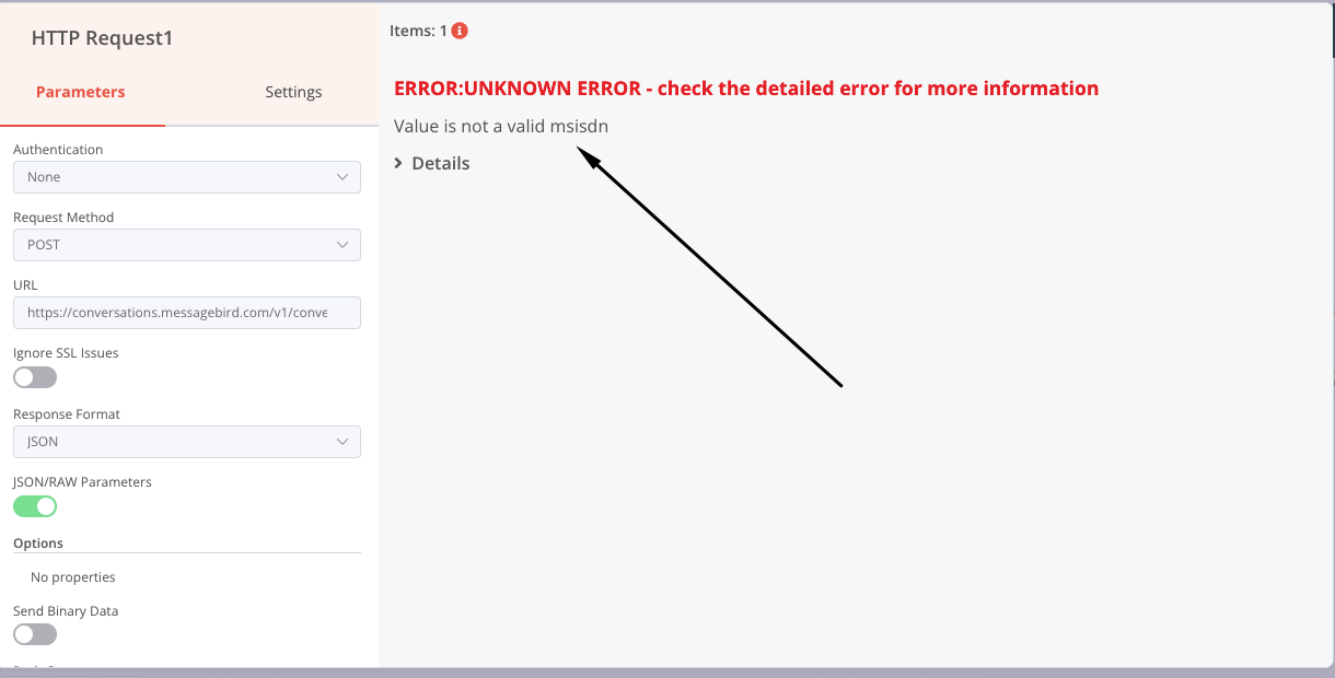 Error Trigger Ouput ions N8n