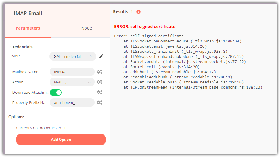 ERROR Self Signed Certificate ions N8n