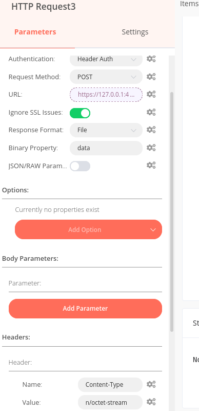 Where must i describe post request header in n8n http request node ...