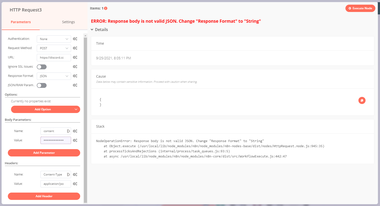 Http Req error response body is not valid JSON - Questions - n8n Community