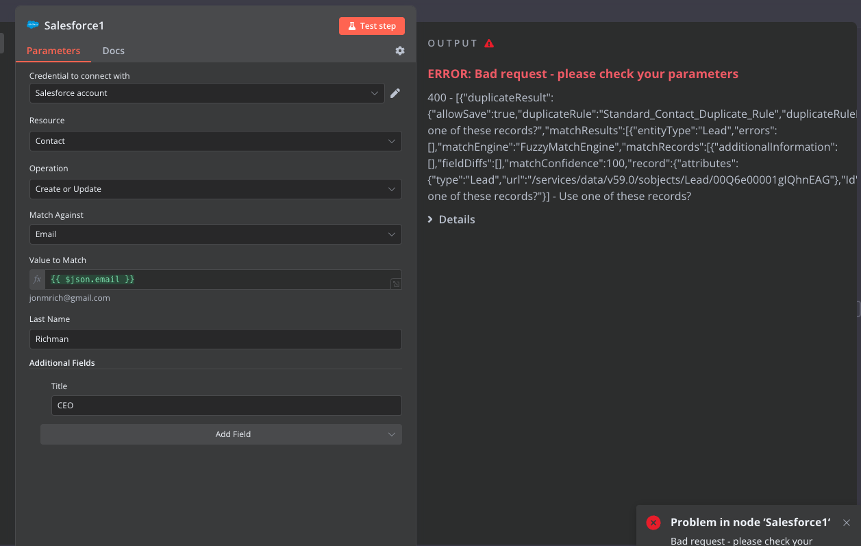 Salesforce Upsert Not Upserting Questions N8n Community