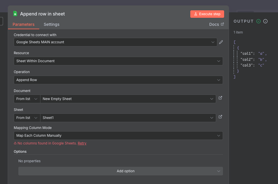 Want to append the first row of newly created Sheet using create sheet node - Questions - n8n ...