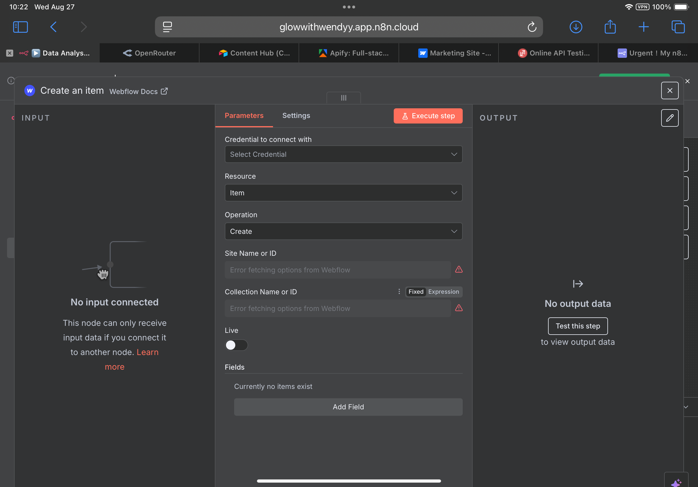 Urgent ！My n8n.cloud instance is blocked from connecting to Webflow API ...