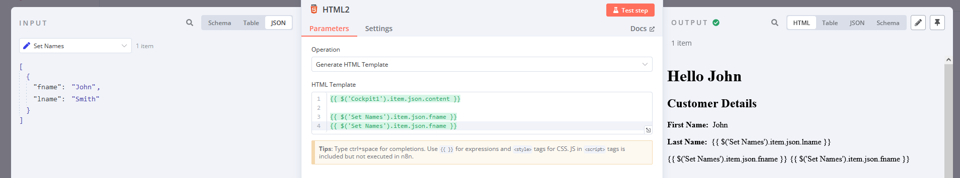 Expression in a HTML node? - Questions - n8n Community
