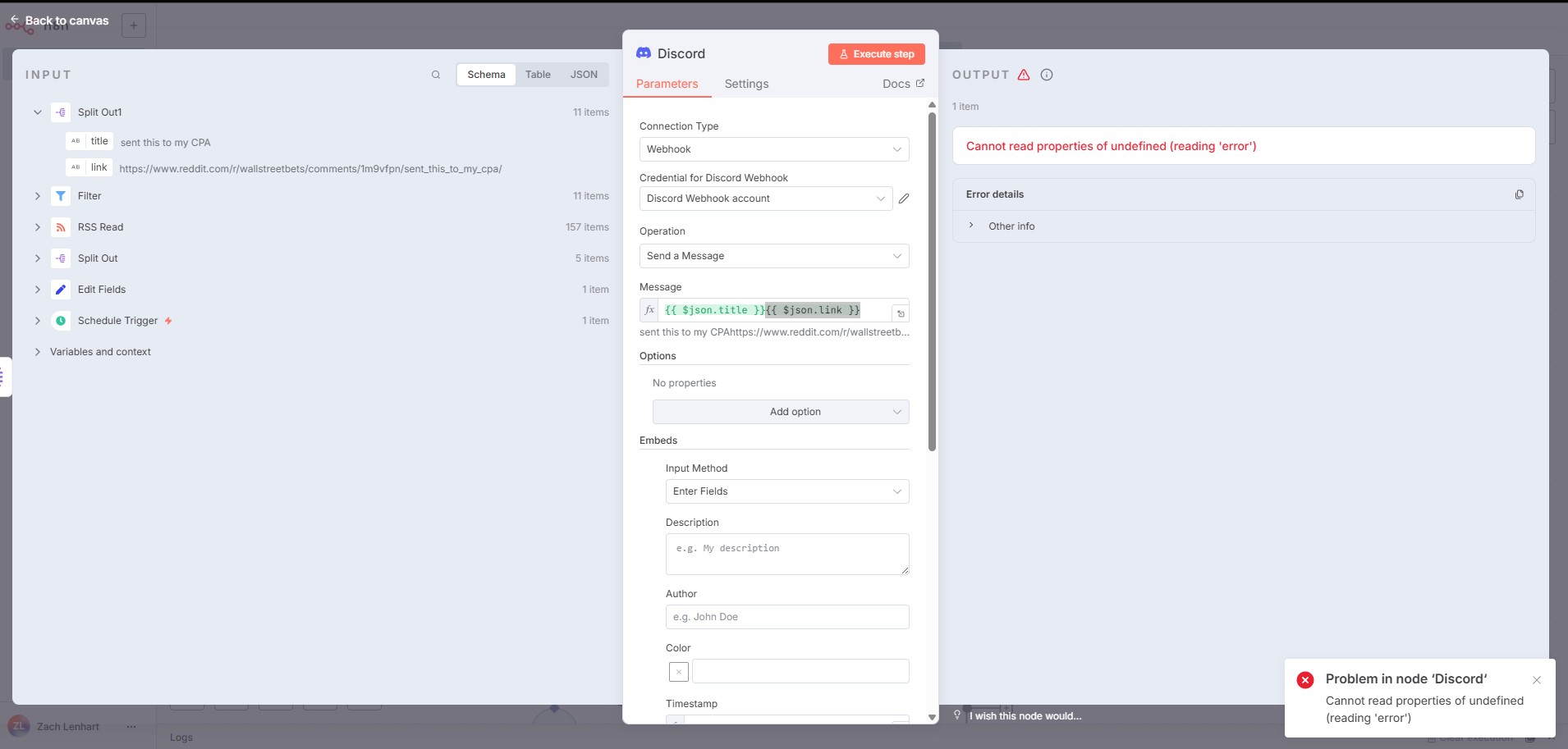 Problem in node 'Discord' and Loop Over Items Not Looping - Questions - n8n Community