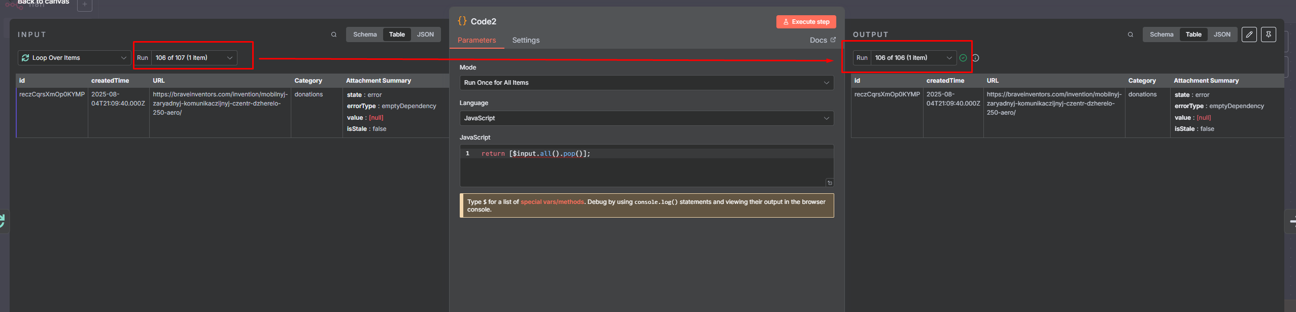How to process all items from Airtable one-by-one without accumulating them in Loop Over Items ...