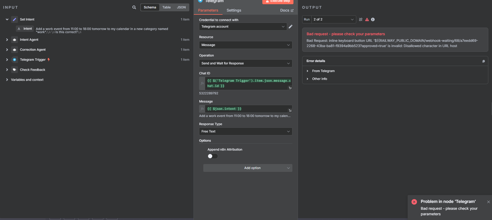 Problem with Telegram Send and Wait for Response in Loop (n8n on Railway) - Questions - n8n ...