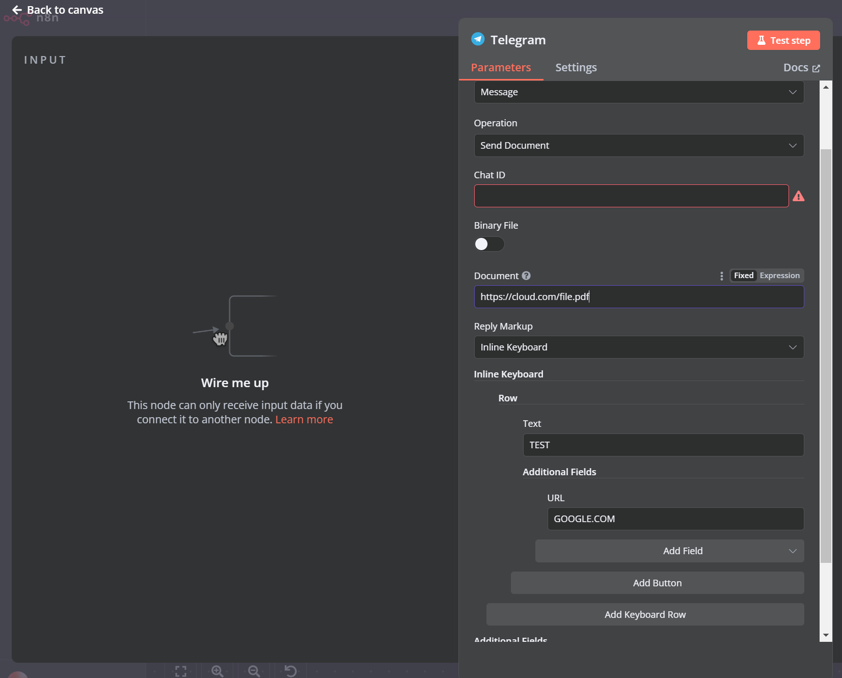 Telegram Send Document Inline Keyboard Not Working General N8n Community