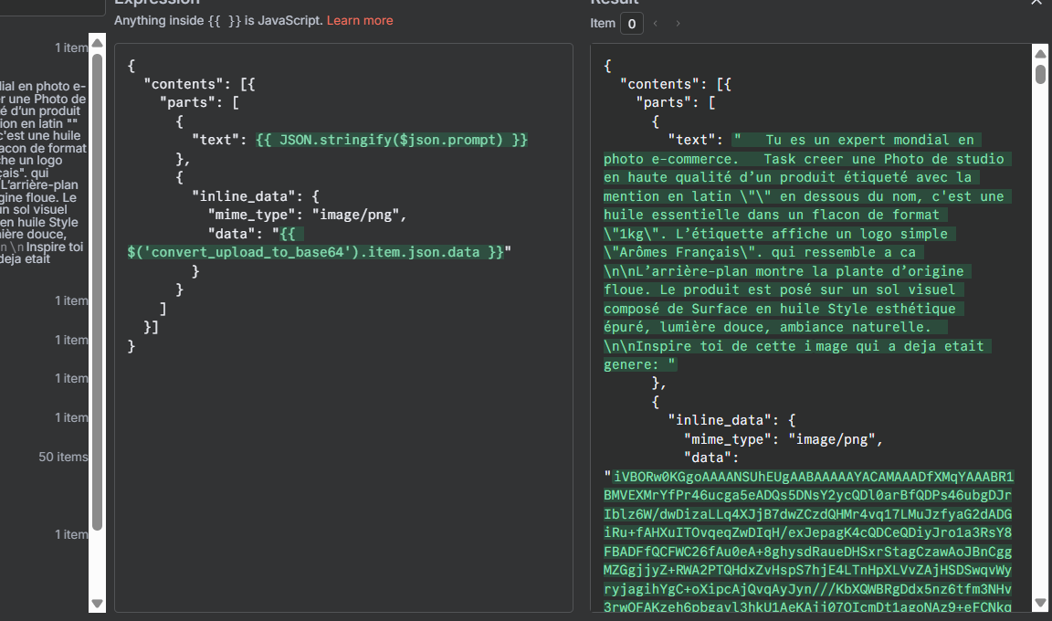 My nano banana HTTPdoesnt work with my current json structure of text ...