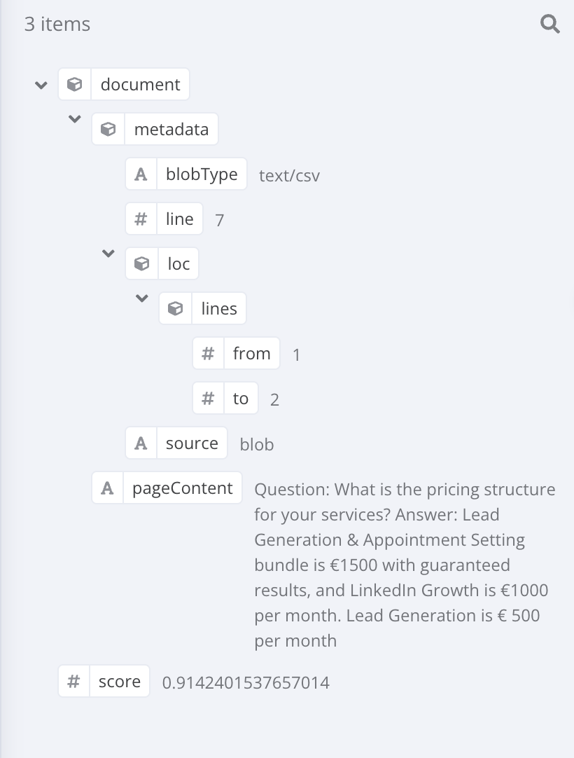 Does not display all objects from the array in Zep Vector Store node schema view - Questions - n8n