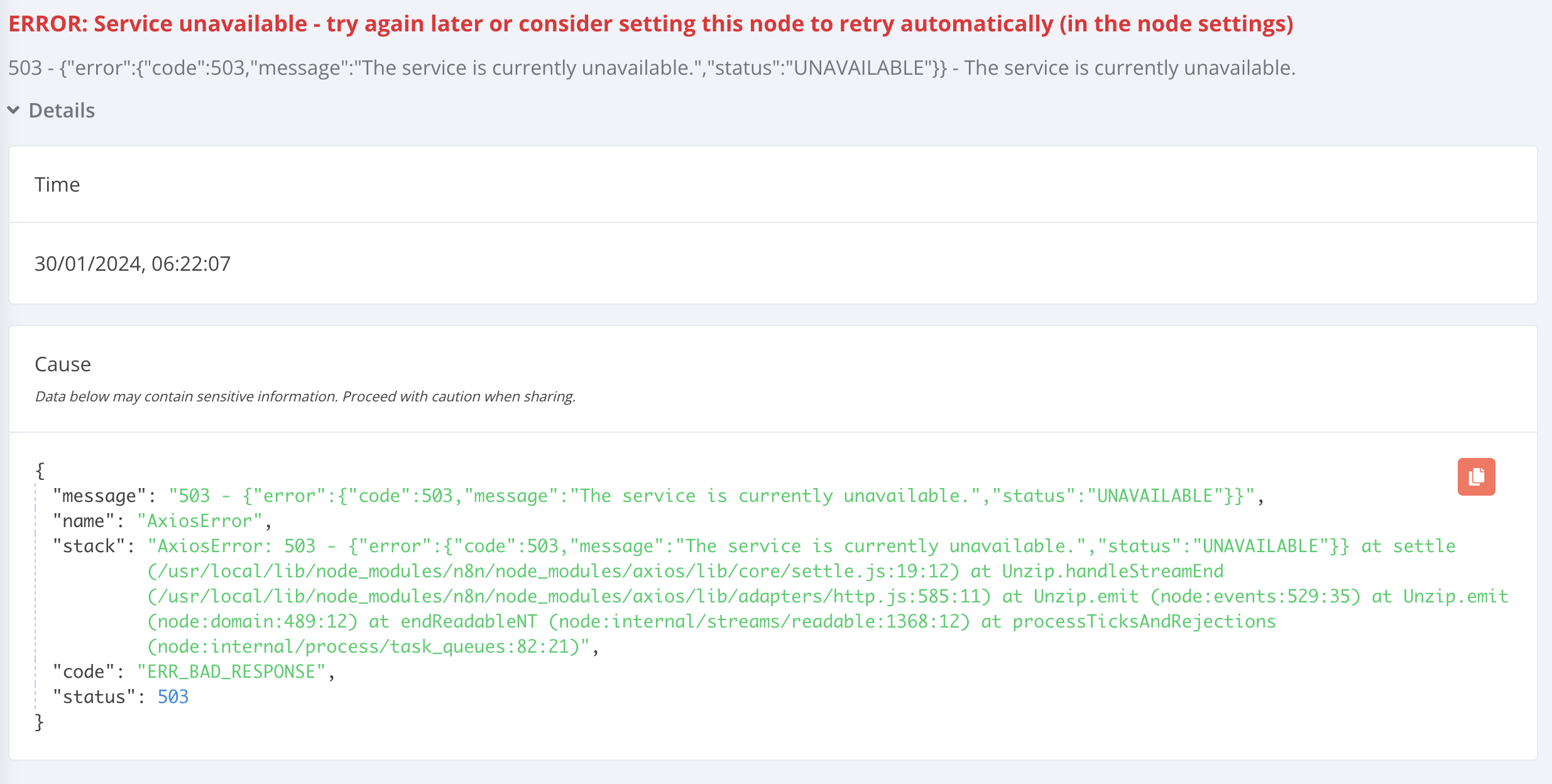 Google sheet trigger stopped working, 503 error - Questions - n8n Community