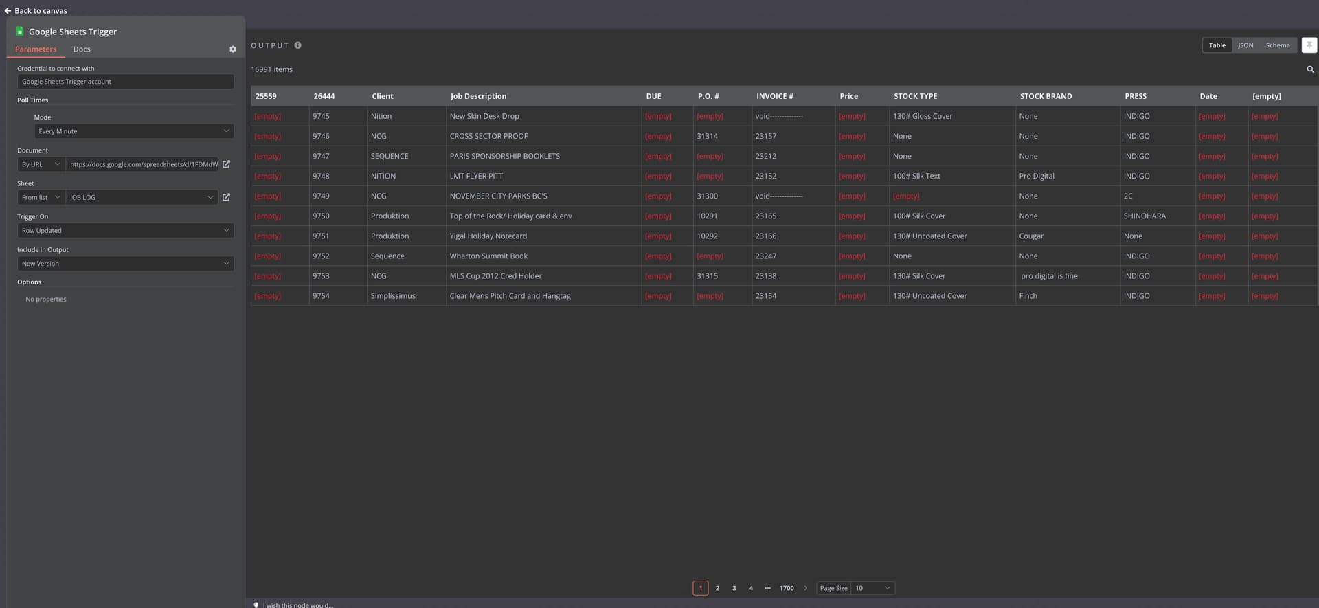 Pulling data from updated google sheets row and putting into clickup ...