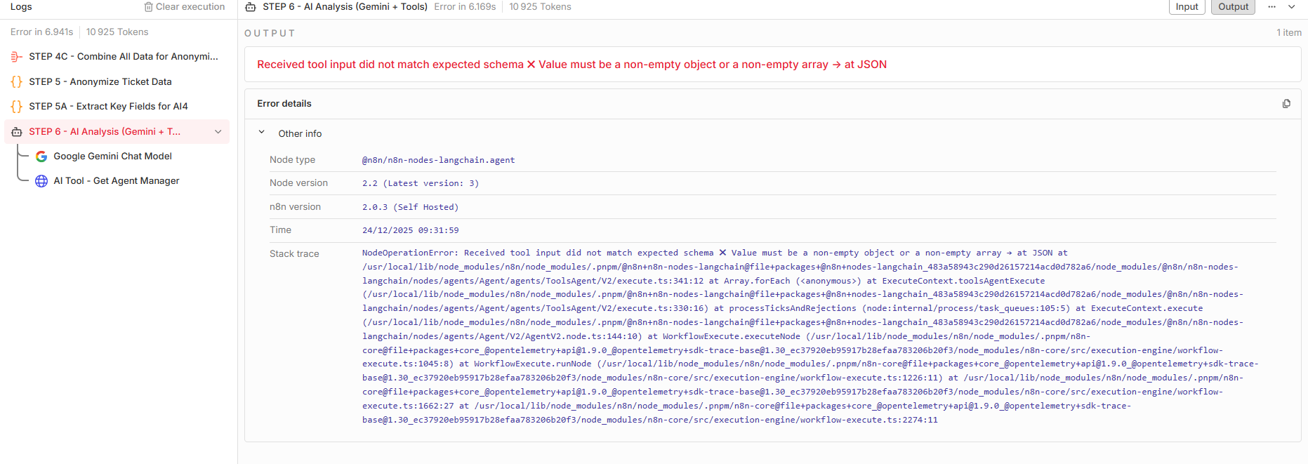 Random “Received tool input did not match expected schema” with AI Agent (Gemini + Tools) on 2.0 ...
