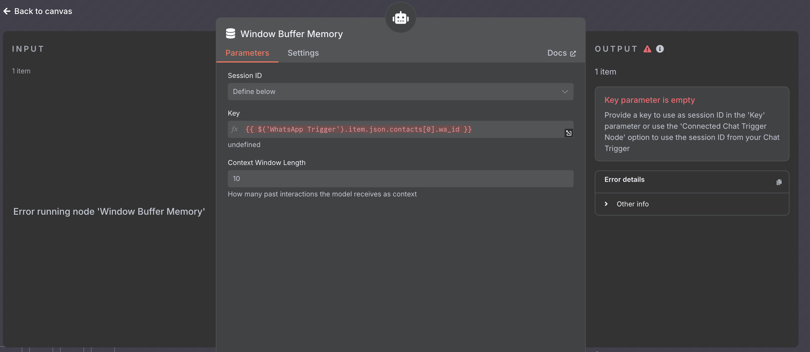 Window buffer memory: Key parameter is empty - Questions - n8n Community