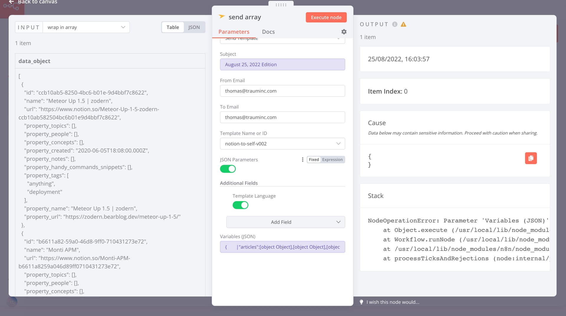 How To Send JSON RAW Array Wrapped In An Object ions N8n