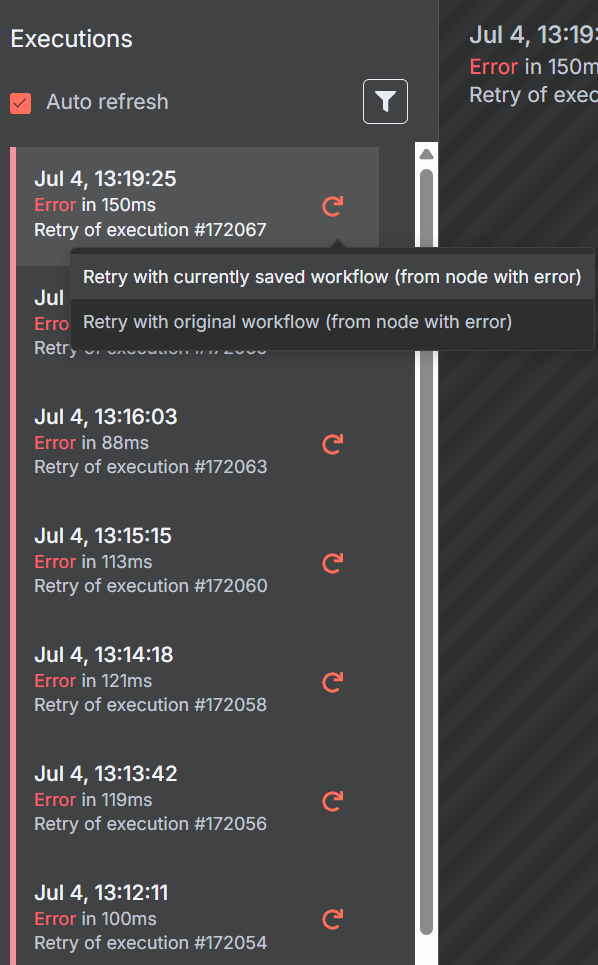 Retry failed execution with currently saved workflow - Questions - n8n Community