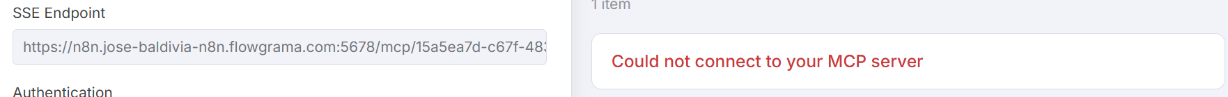 Error “Could not connect to your MCP server” when integrating external tool via SSE in AI Agent ...