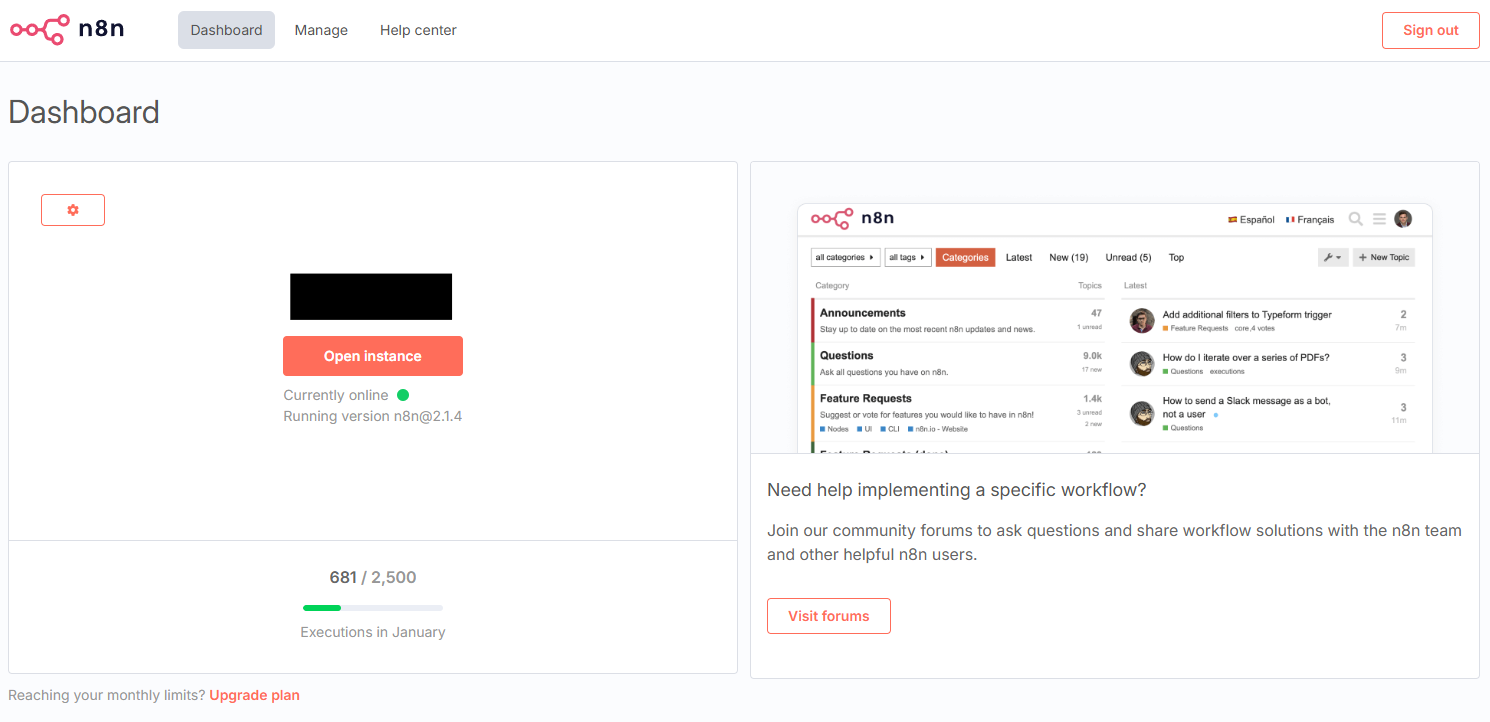No Access to "Open Instance" Workspace offline (503) - Questions - n8n ...