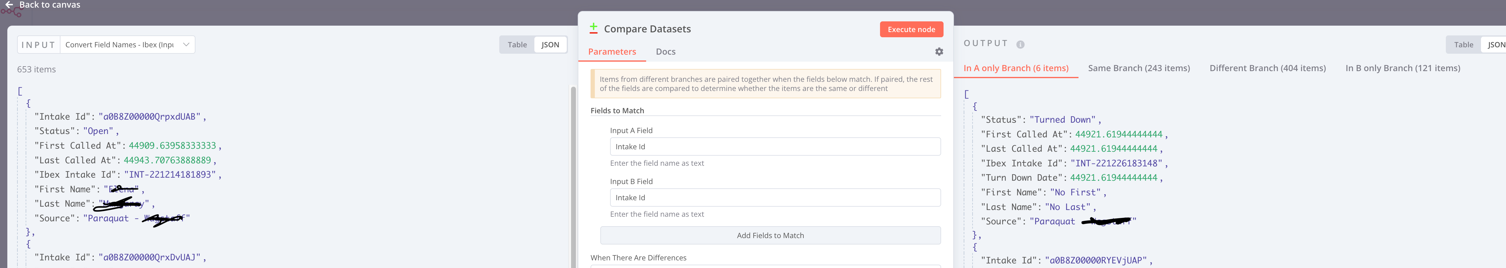 Compare DataSets Issue - Questions - n8n Community