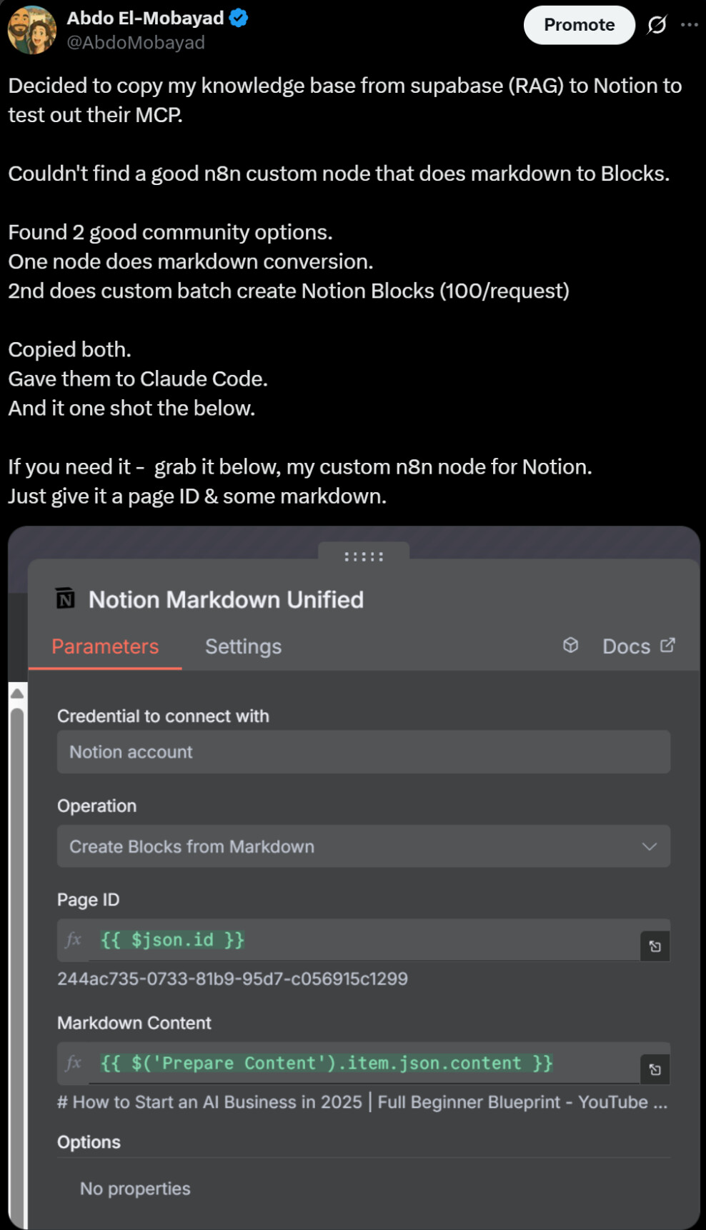 New Custom Node for Markdown to Notion! - Built with n8n - n8n Community