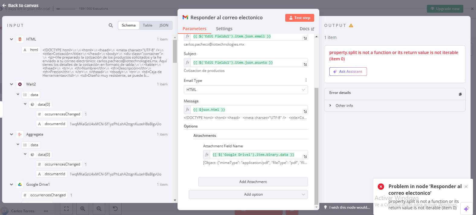 How to send a PDF attachment downloaded from Google Drive using the ...