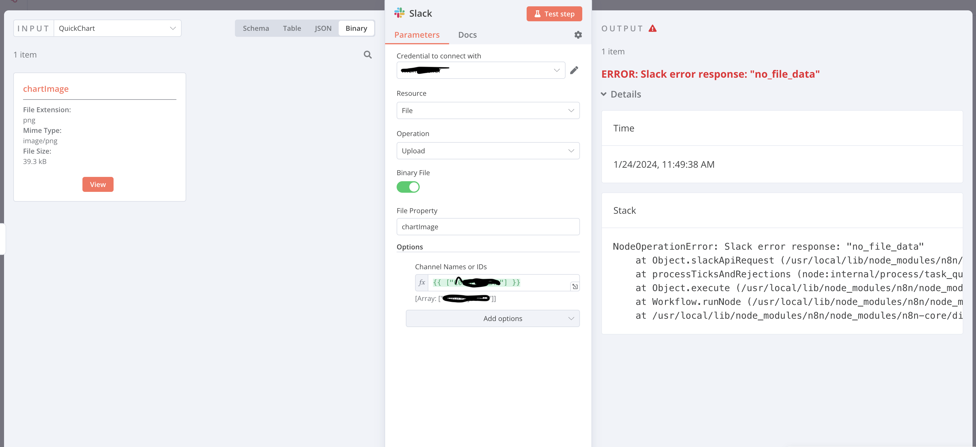 Slack File Upload not working with Binary File option - Questions - n8n ...