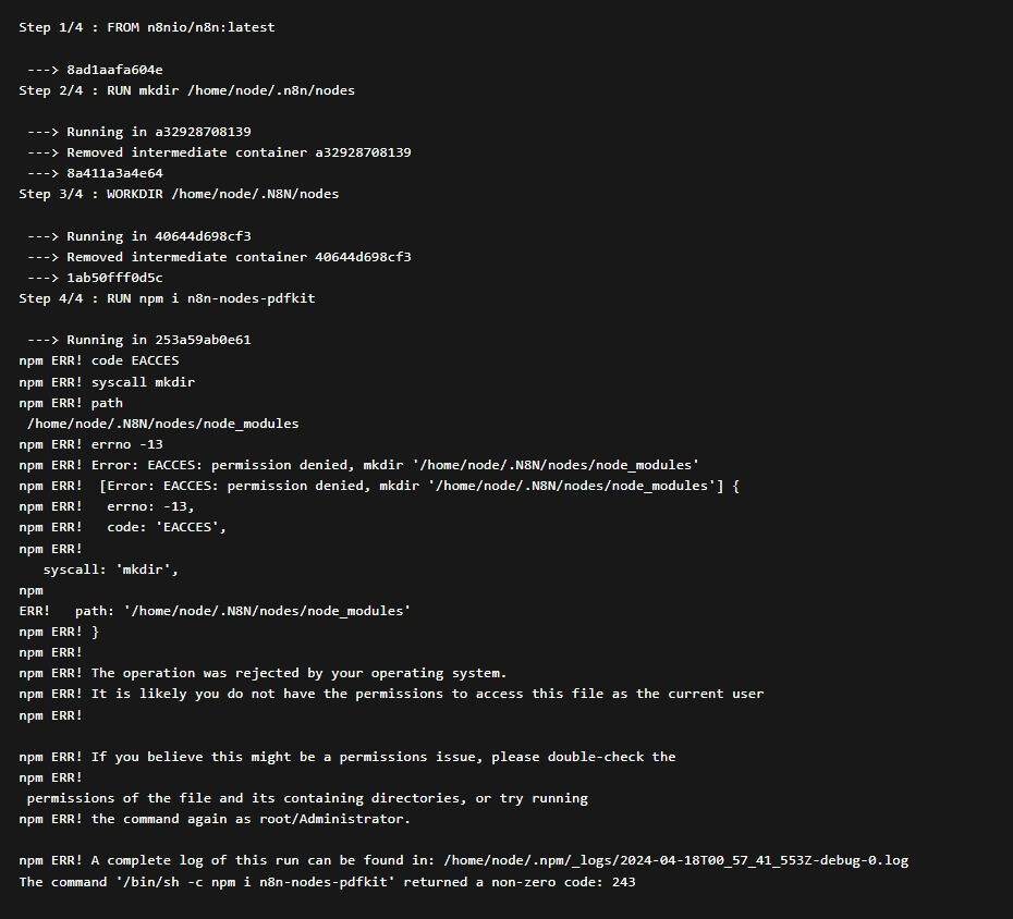 Permission Error in Portainer When Creating Images for Installing Community Nodes - Questions ...