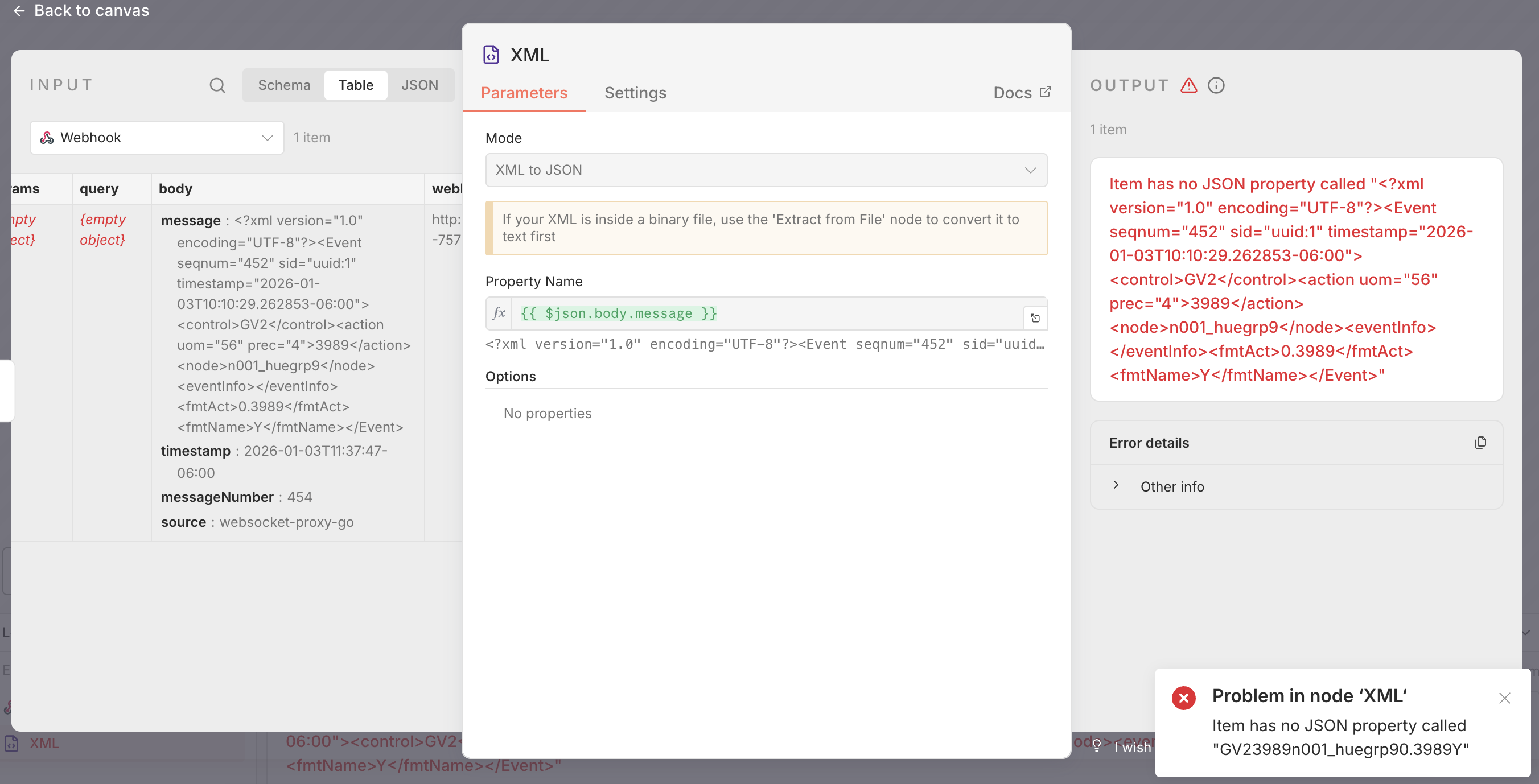 XML to JSON node not recognizing input properties? - Questions - n8n Community