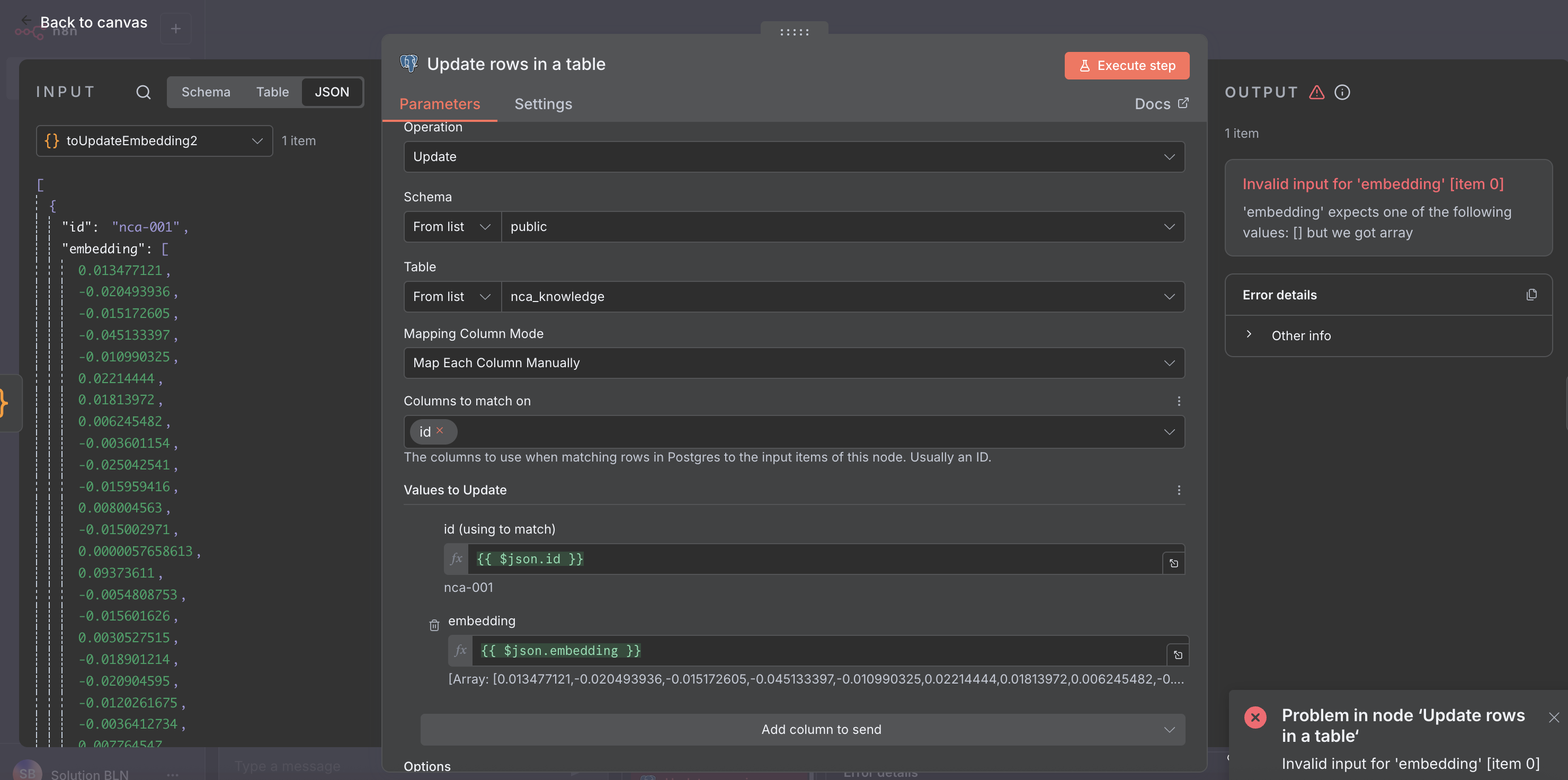 How to update vector(array) to Postgres - Questions - n8n Community