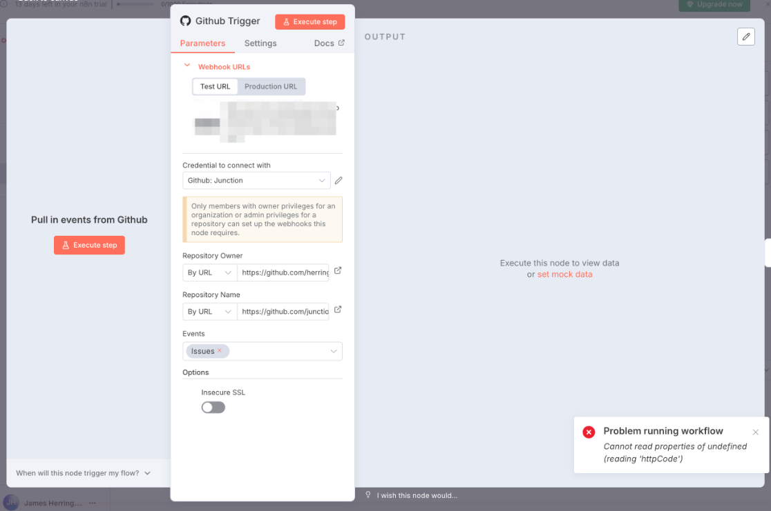 Github Trigger - Cannot read properties of undefined (reading 'httpCode') - Questions - n8n ...